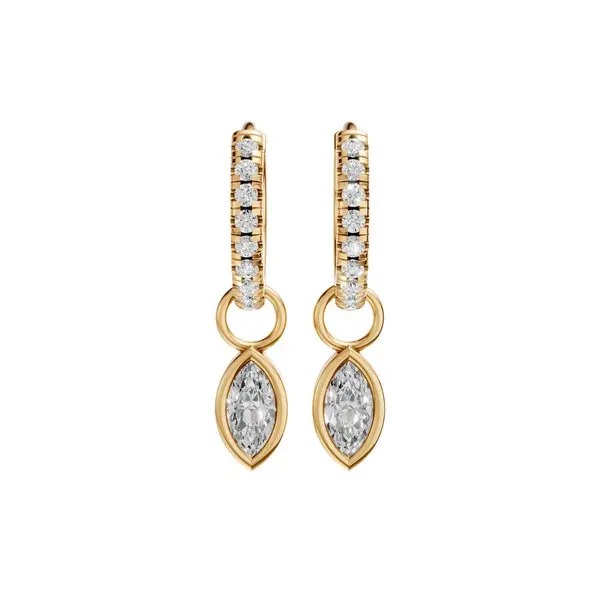 AYA FINE JEWELRY Bezel Set Marquise Lab Diamond Huggie Hoop Earrings In 14k Gold - Yellow