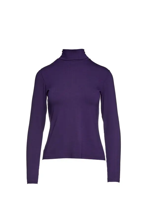 CONQUISTA Long Sleeve Polo Neck Jumper - Purple