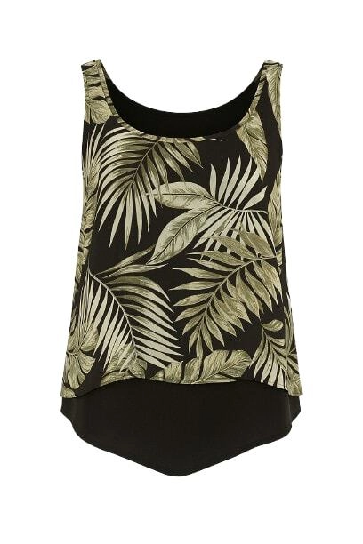 CONQUISTA Sleeveless Print Layer Top - Black