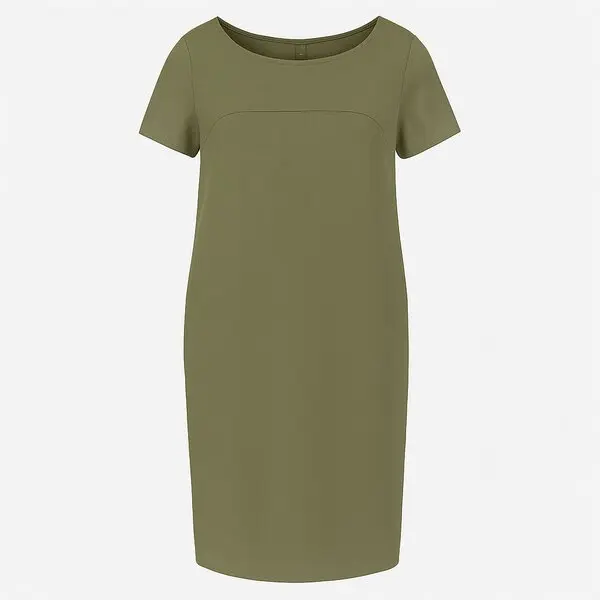CONQUISTA Olive Sack Style Punto Di Roma Short Sleeve Dress - Green