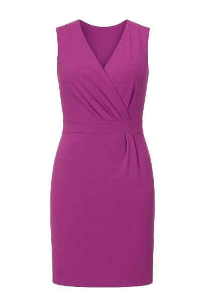 CONQUISTA Sleeveless Faux Wrap Dress - Pink