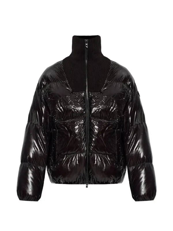 DIESEL® Ribbed Turtleneck Insert Lined Down Puffer Jacket With Two-way Zip Pockets And Drawstring Hem - Nero