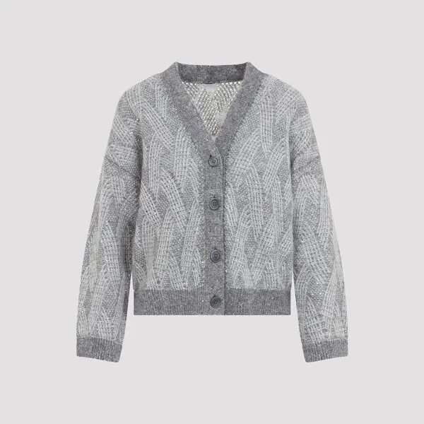 Peserico Textured Blend Cardigan Sweater - Grey