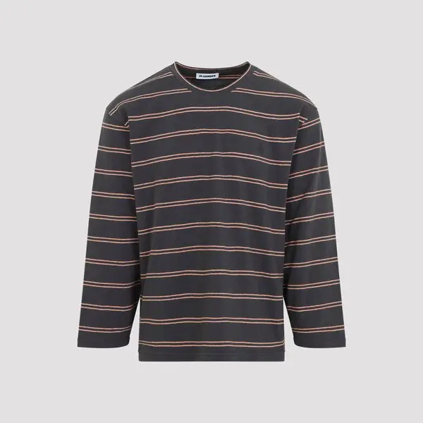 JIL SANDER Striped Long-sleeve Cotton T-shirt - Grey