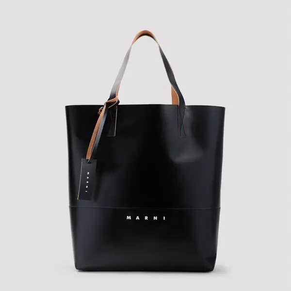 Marni Tribeca Logo-print Faux-leather Tote Bag - Black