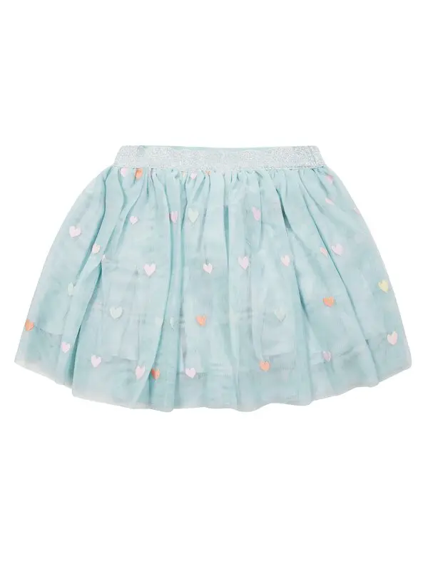 Stella McCartney Mini Heart Print Tulle Skirt - Azzurro