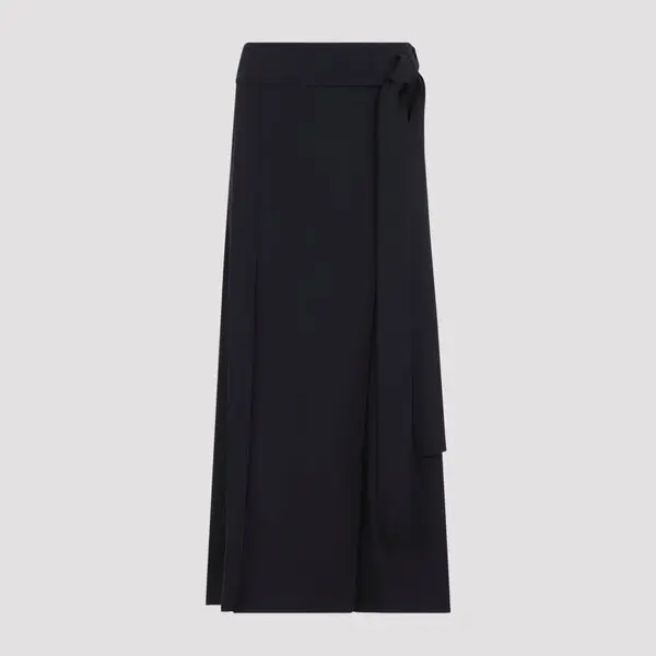 Studio Nicholson Belted Knife Pleat Midi Skirt - Black