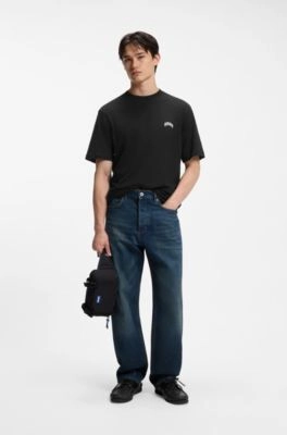 Hugo Regular-fit Cotton T-shirt With Varsity Logo