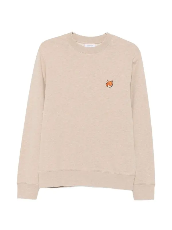 Maison Kitsuné Fox Head Cotton Crewneck Sweatshirt - Beige