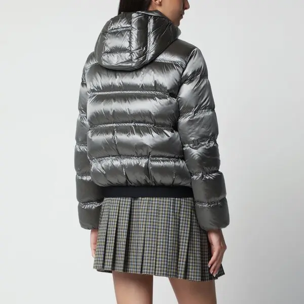 Moncler Short Down Jacket With Removable Hood - Metal