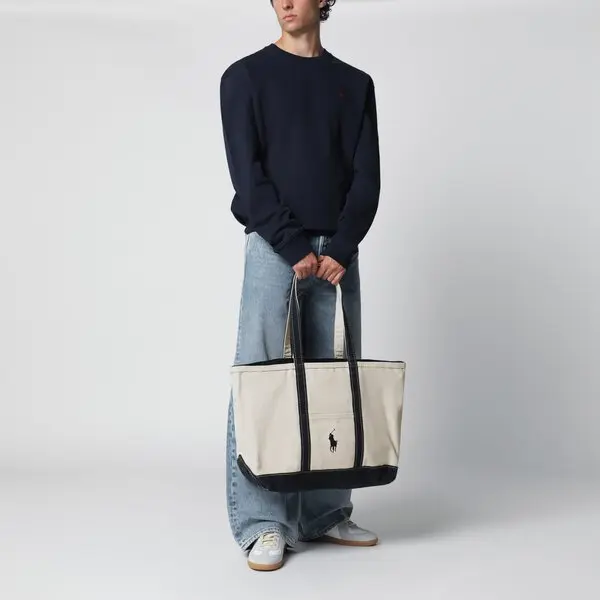Polo Ralph Lauren Big Pony Logo Cotton Tote Bag - Beige
