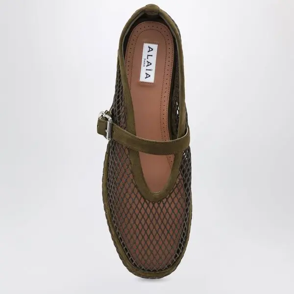 Alaïa Flat Espadrilles In Mesh And Suede - Green