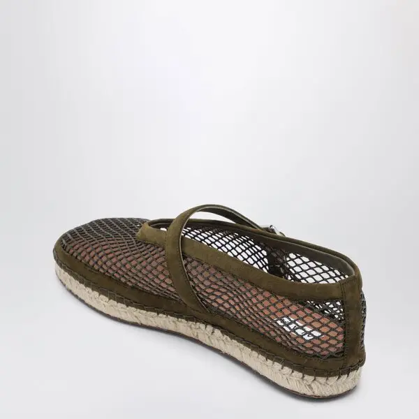 Alaïa Flat Espadrilles In Mesh And Suede - Green
