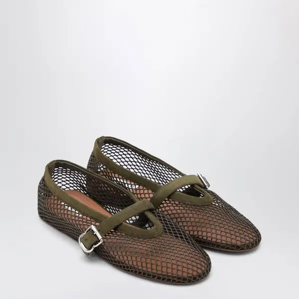 Alaïa Mesh And Suede Ballet Flats - Green