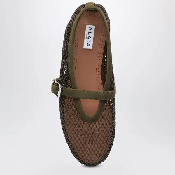 Alaïa Mesh And Suede Ballet Flats - Green