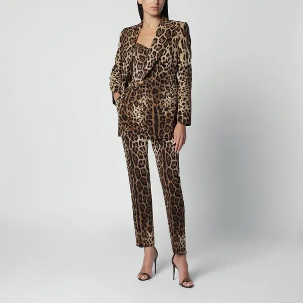 Dolce & Gabbana Leopard-print Double-breasted Wool Jacket