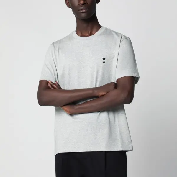 AMI Paris T-shirt De Coeur In Cotton - Grey
