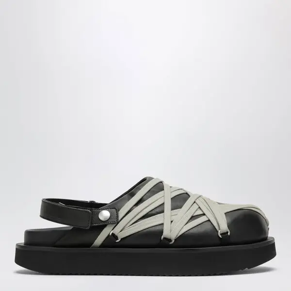 Rick Owens Megalace Mules With Leather Criss-cross Laces - Black
