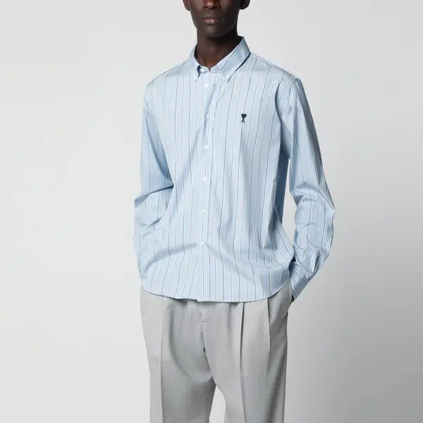 AMI Paris Light Striped De Coeur Shirt