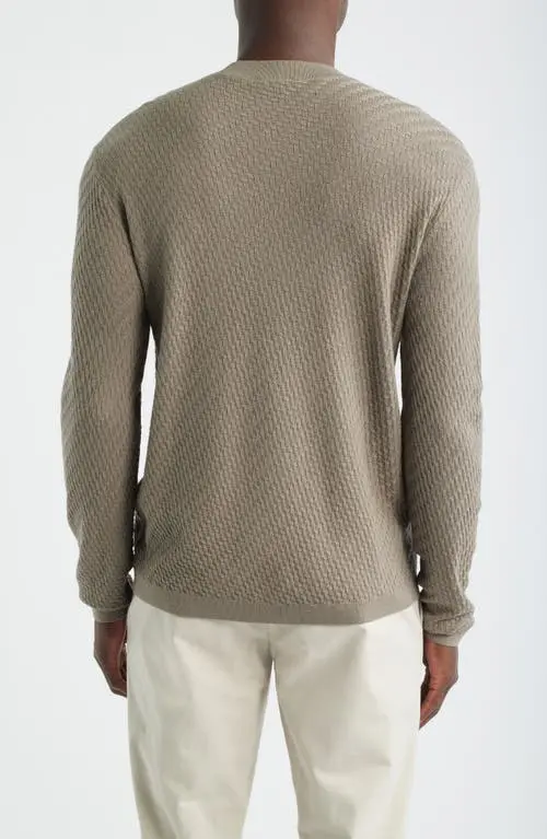 Emporio Armani Geometric Stitch Virgin Wool Crewneck Sweater - Solid Medium Beige