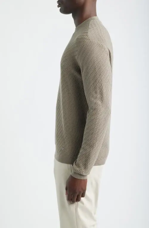 Emporio Armani Geometric Stitch Virgin Wool Crewneck Sweater - Solid Medium Beige