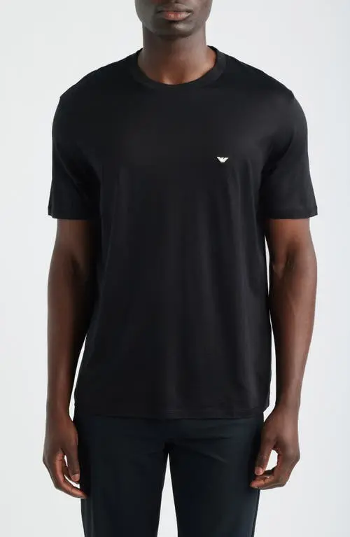 Emporio Armani Embroidered Logo T-shirt - Solid Black