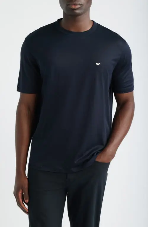 Emporio Armani Embroidered Logo T-shirt - Solid Blue Navy