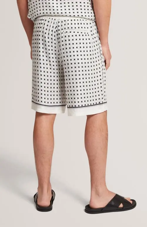 Ted Baker London Attlass Geometric Print Cotton & Linen Shorts