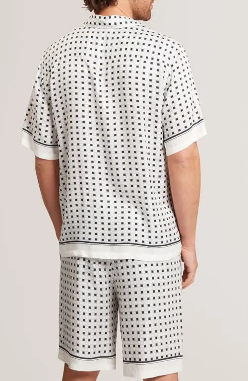 Ted Baker London Ferran Geometric Print Cotton & Linen Camp Shirt