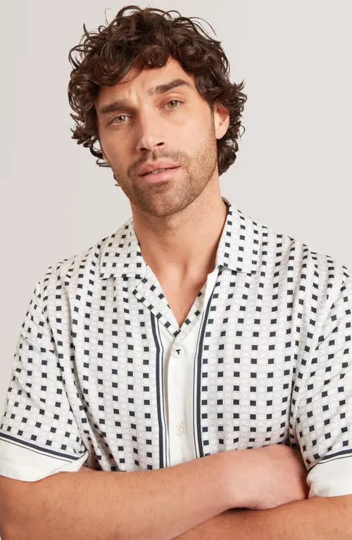 Ted Baker London Ferran Geometric Print Cotton & Linen Camp Shirt