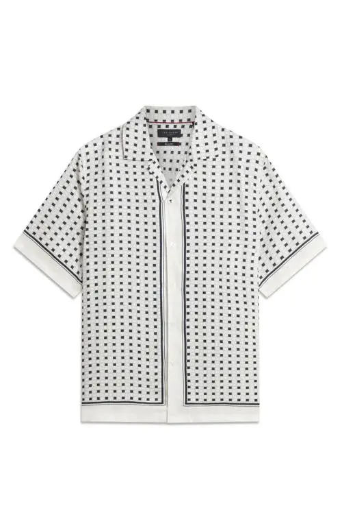 Ted Baker London Ferran Geometric Print Cotton & Linen Camp Shirt
