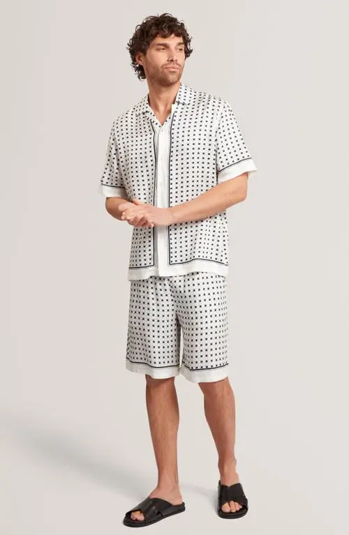 Ted Baker London Ferran Geometric Print Cotton & Linen Camp Shirt