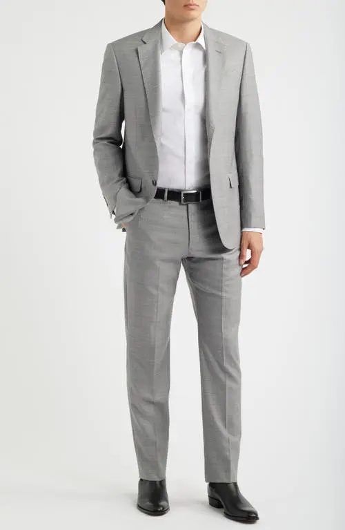 Emporio Armani Light Grey Melange Virgin Wool Suit - Solid Light/pastel Grey