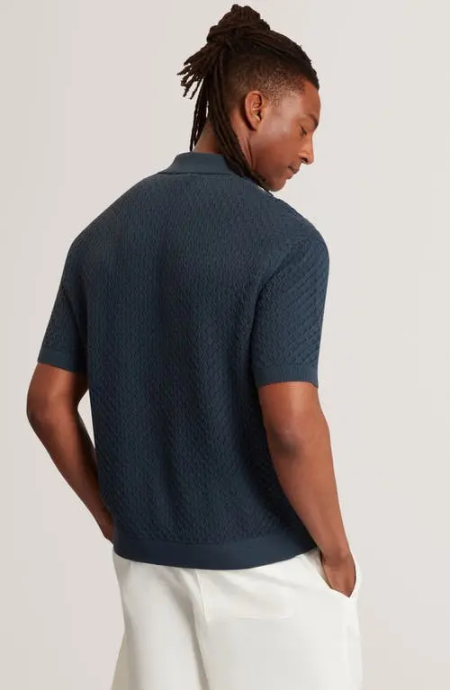 Ted Baker London Domati Texture Knit Short Sleeve Button-up Shirt