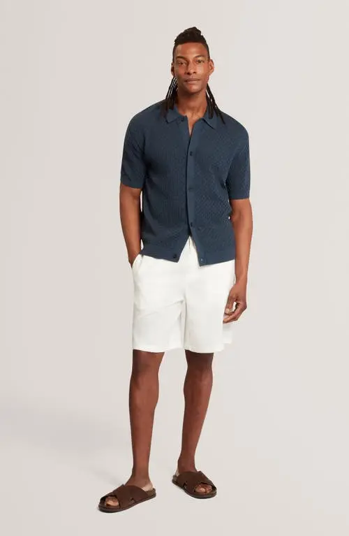 Ted Baker London Domati Texture Knit Short Sleeve Button-up Shirt