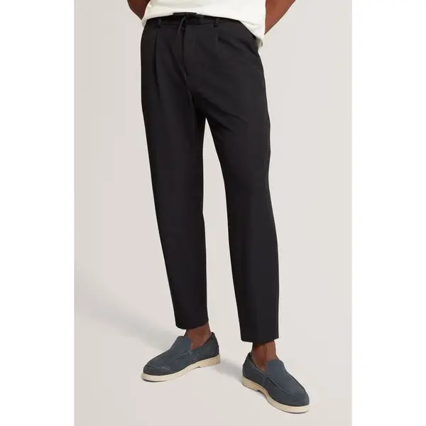 Ted Baker London Cialdat Pleated Straight Leg Drawstring Pants - Black