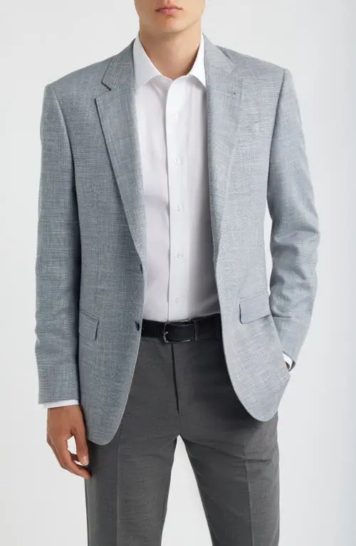 Emporio Armani Light Grey Mélange Sport Coat - Solid Light Grey/pastel Blue