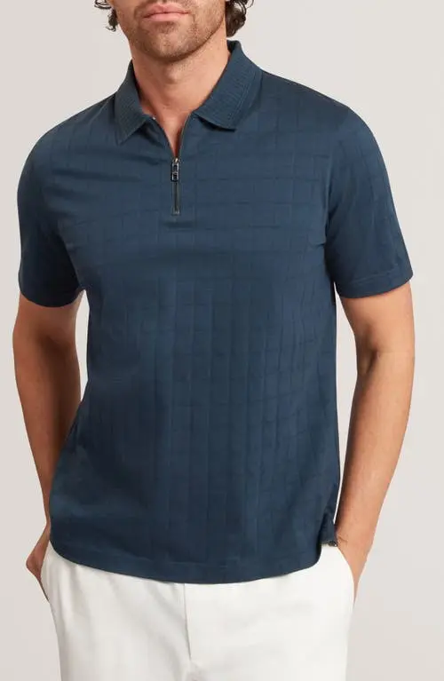 Ted Baker London Victor Quarter Zip Polo - Mid-navy
