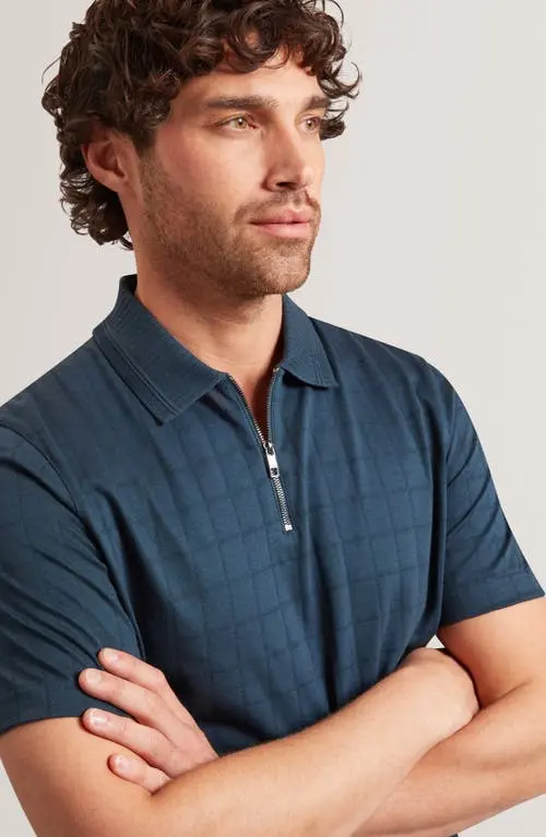Ted Baker London Victor Quarter Zip Polo - Mid-navy