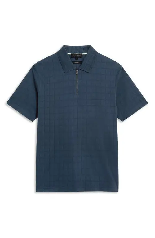 Ted Baker London Victor Quarter Zip Polo - Mid-navy