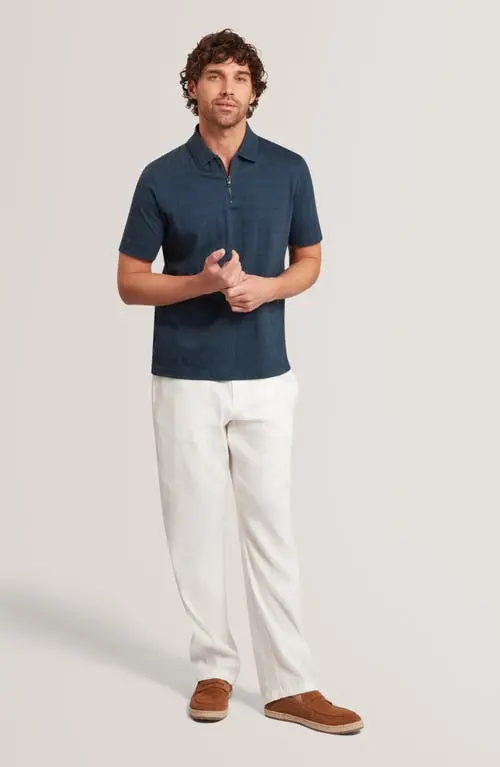 Ted Baker London Victor Quarter Zip Polo - Mid-navy