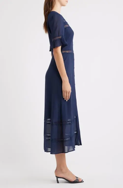 REFORMATION Woodson Lace Detail Shirtdress