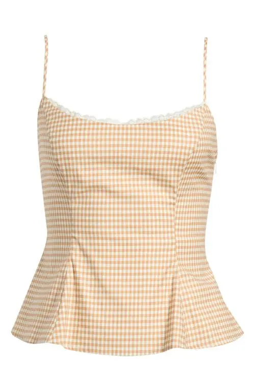 REFORMATION Genevieve Gingham Peplum Top