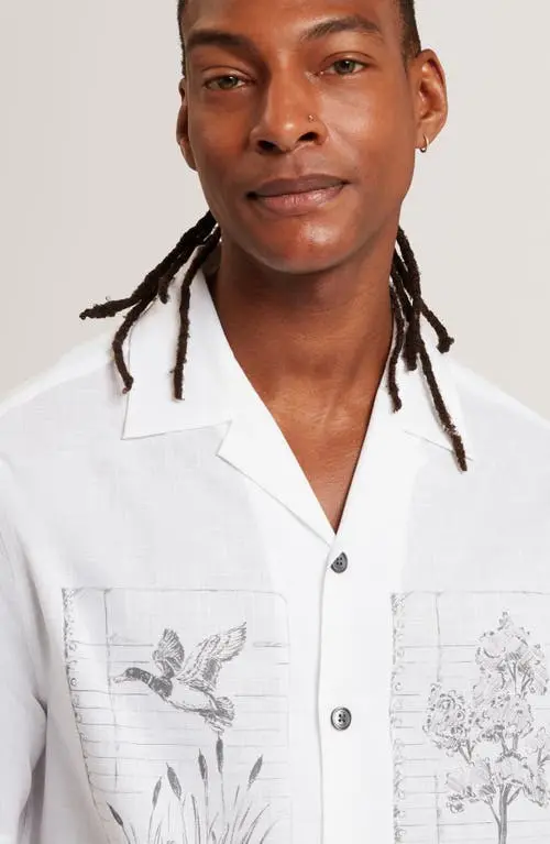 Ted Baker London Gallagr Linen & Cotton Camp Shirt