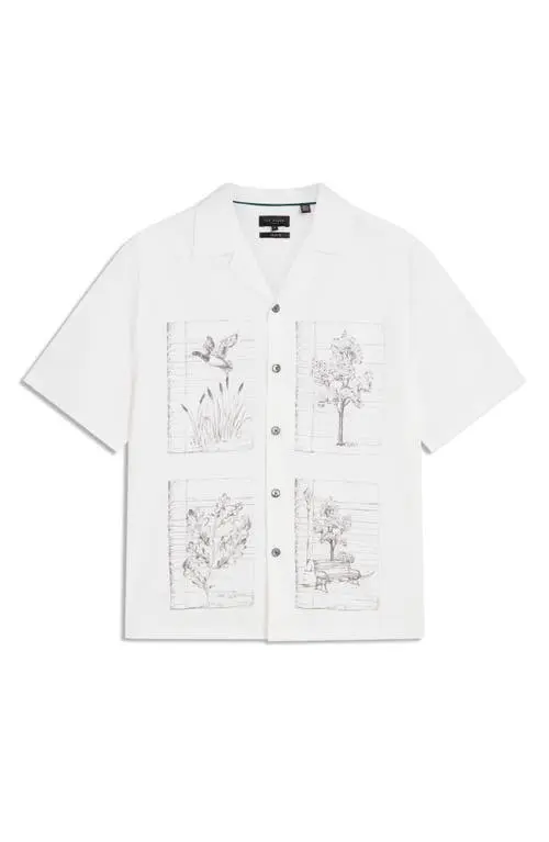 Ted Baker London Gallagr Linen & Cotton Camp Shirt