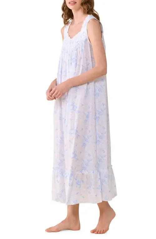 Eileen West Sleeveless Cotton Ballet Nightgown - White Blue