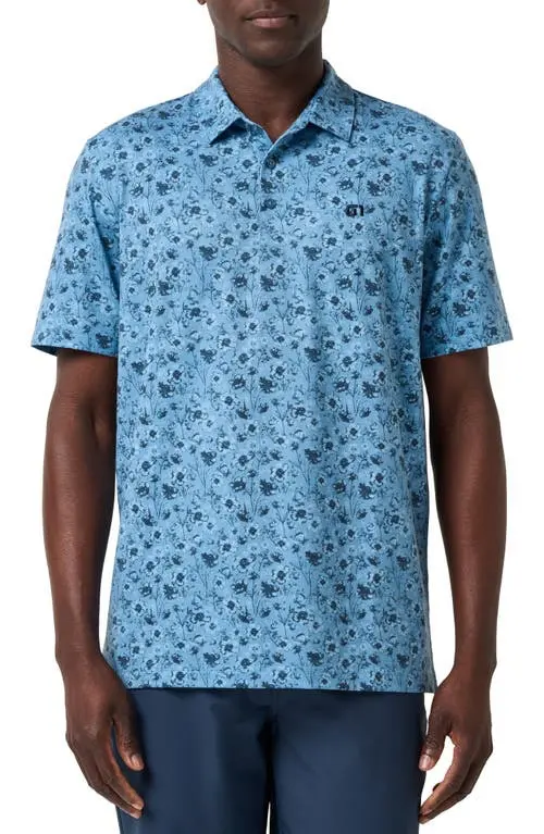 Travis Mathew Featherweight Cottage Print Polo - Blue Heaven
