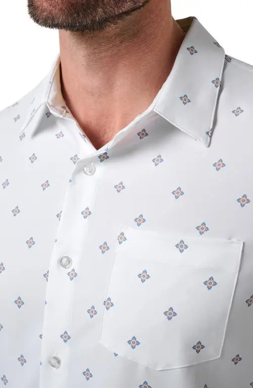 Travis Mathew Techwoven Seaside Print Short Sleeve Performance Button-up Shirt
