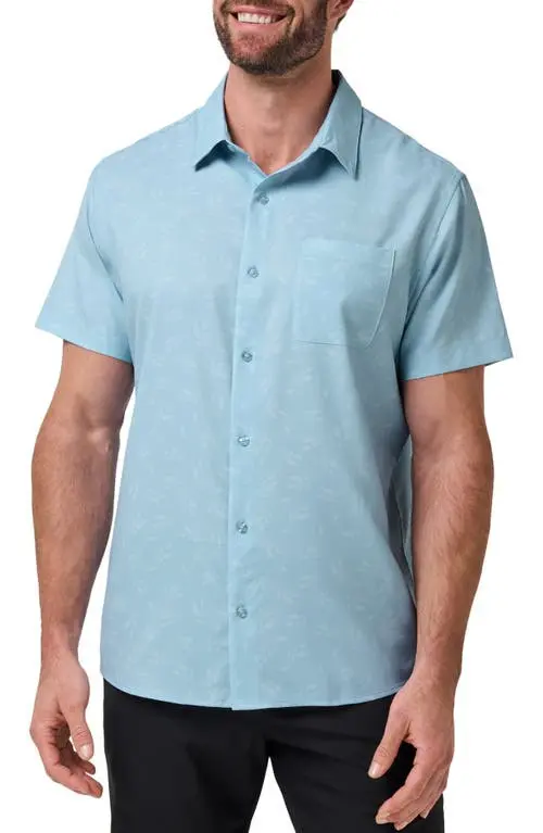 Travis Mathew Techwoven Waterfall Short Sleeve Performance Button-up Shirt - Dream Blue