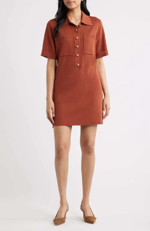 Eliza J Polo Sweater Dress - Rust